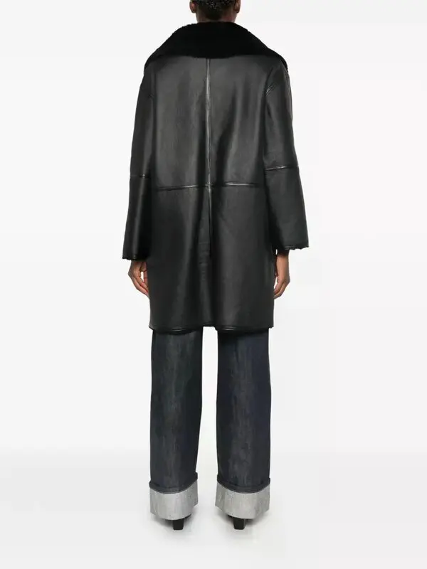 EMMETI Shearling-collar Leather Coat