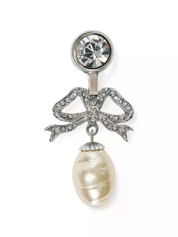 N°21 Bow-detail Drop Brooch - Silver