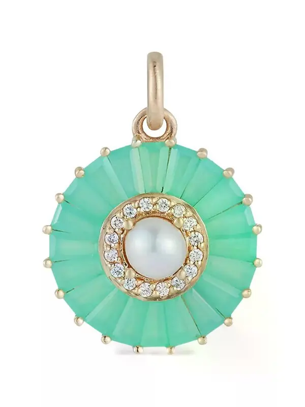 STORROW JEWELRY Emily Pearl And Chrysoprase Diamond Charm
