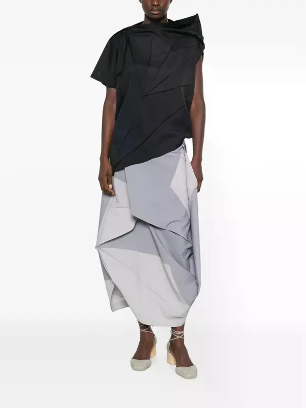 Issey Miyake Panelled Geometric-pleat Maxi Skirt