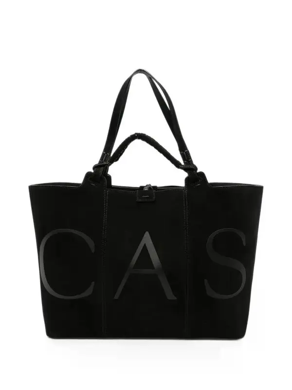 Casadei Galleria Logo-print Leather Tote Bag - Black