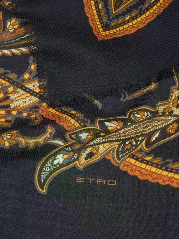 Etro Wool And Silk Shawl With Paisley Motif