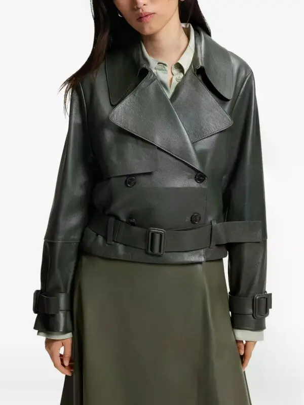 BOSS Belted Double-breasted Jacket - Green