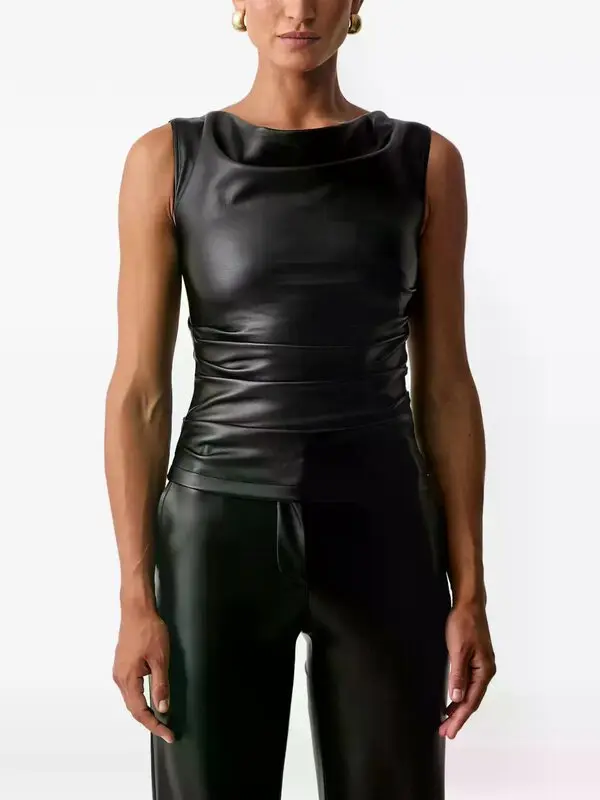 Patrizia Pepe Cowl-neck Ruched Top - Black