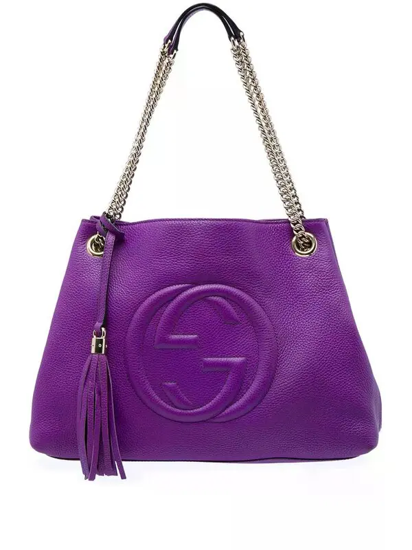 Gucci Calfskin Soho Chain Tote Bag - Purple