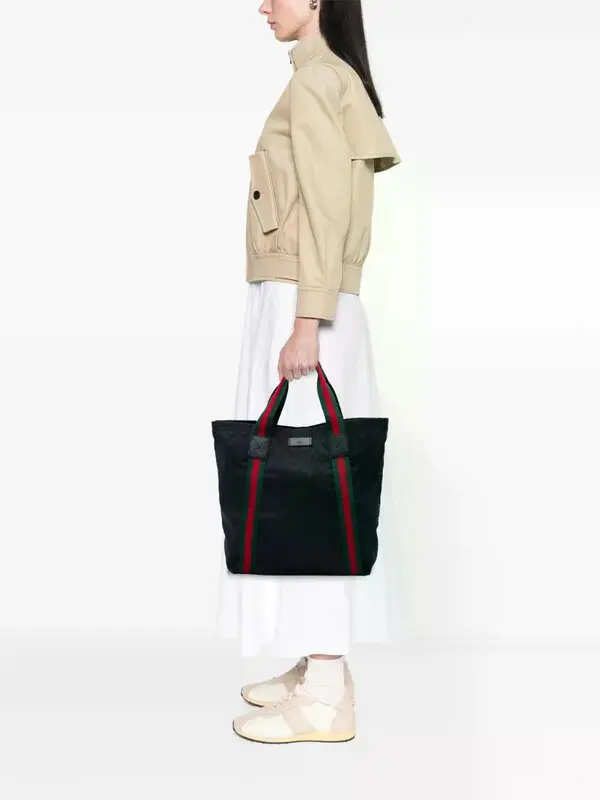 Gucci Gg Canvas Web Tote Bag