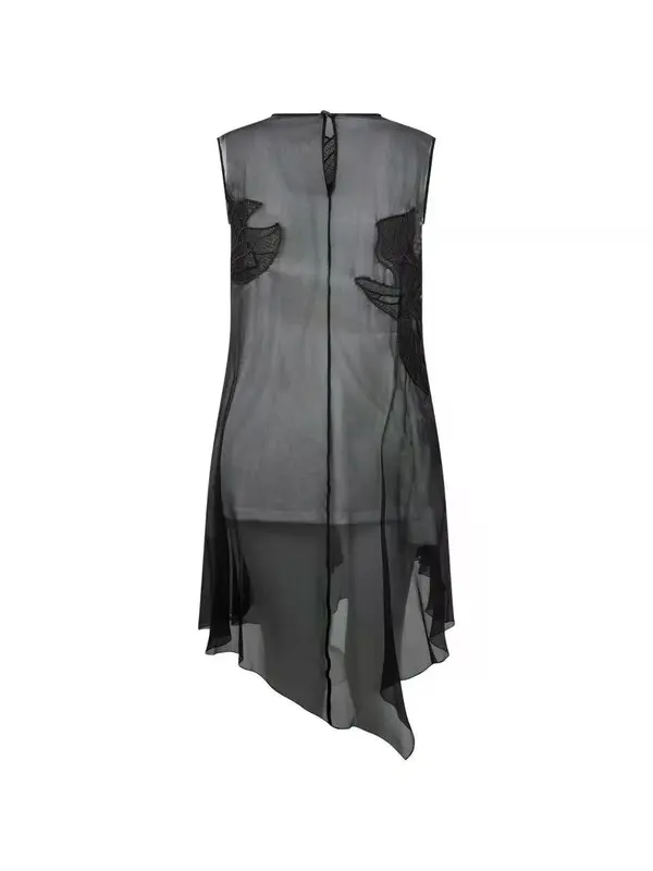 Alberta Ferretti Asymmetric Lace-detail Midi Dress