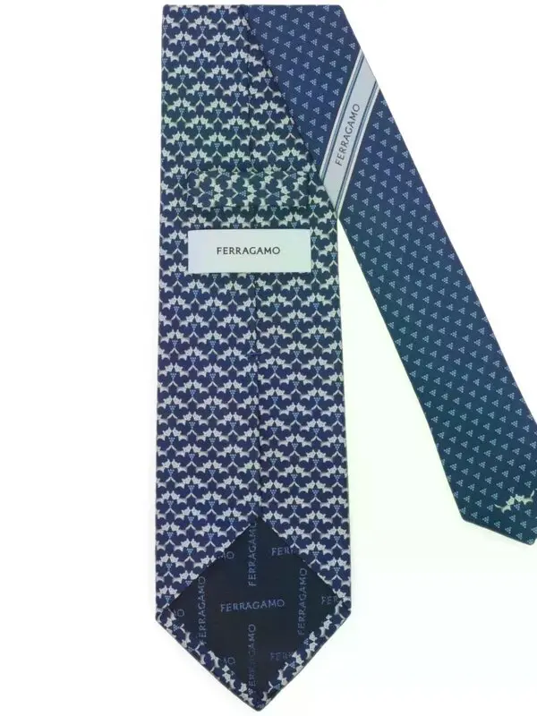 FERRAGAMO Tales-print Silk Tie - Blue