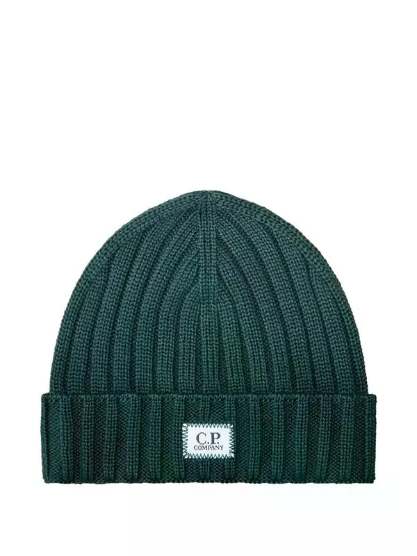 C.P. COMPANY Extrafine Merino-wool Logo Beanie - Green