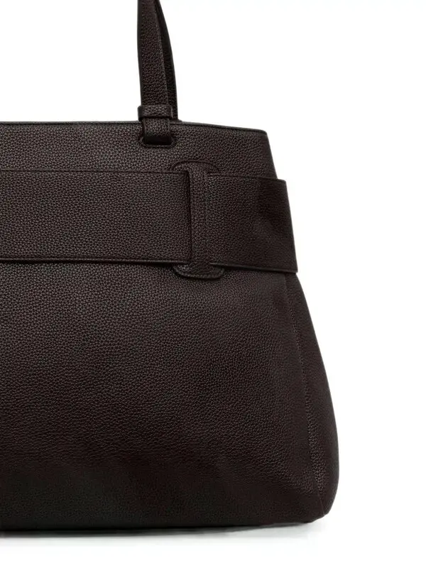 Armani Exchange Logo-plaque Pebbled-effect Tote Bag - Brown