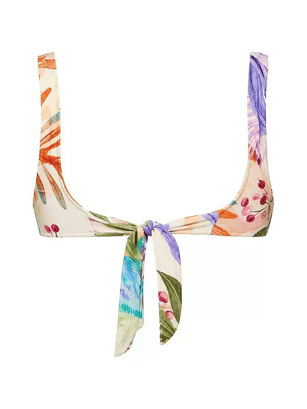 GOTTEX Floral-print Shirred Bikini Top