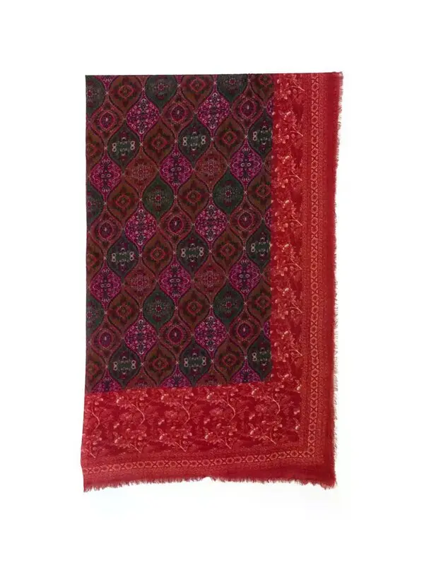 SGOMBERO CANTINE Paisley-print Frayed-edge Scarf - Red