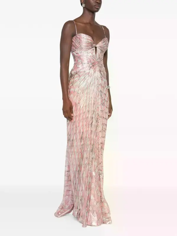 MARIA LUCIA HOHAN Plissé-effect Cutout Maxi Dress