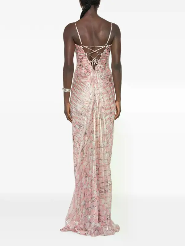 MARIA LUCIA HOHAN Plissé-effect Cutout Maxi Dress