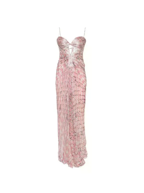 MARIA LUCIA HOHAN Plissé-effect Cutout Maxi Dress - Pink