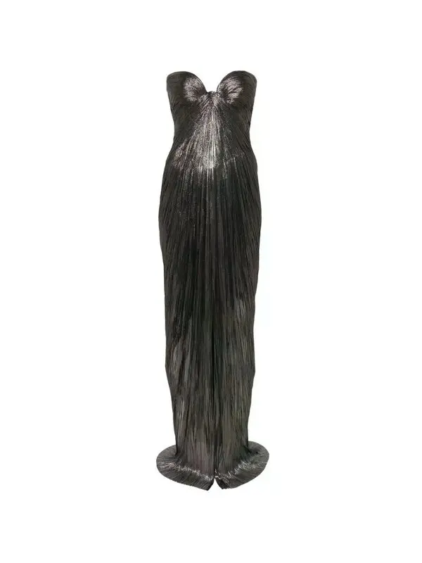 MARIA LUCIA HOHAN Metallic-effect Pleated Maxi Dress