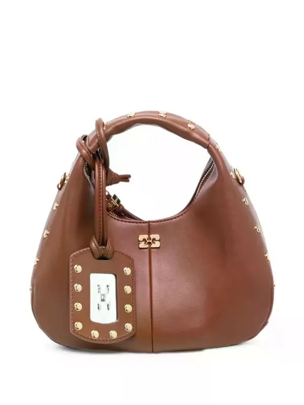 GANNI Stud-embellished Hobo Tote Bag - Brown