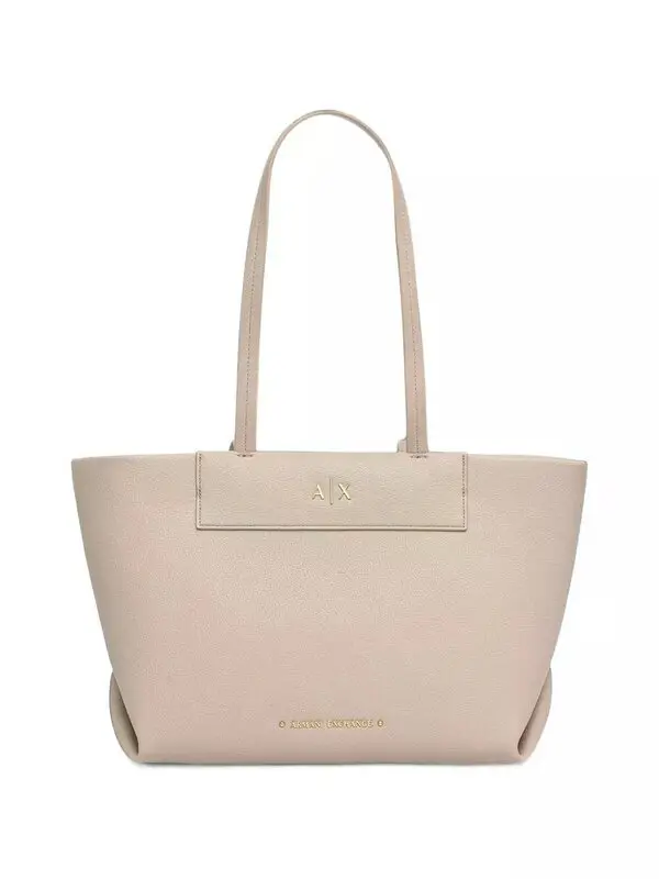 Armani Exchange Logo-plaque Pebbled Tote Bag - Neutrals