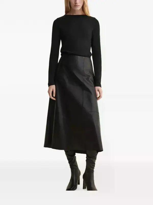 ARMA Vayenne Panelled Leather A-line Midi Skirt
