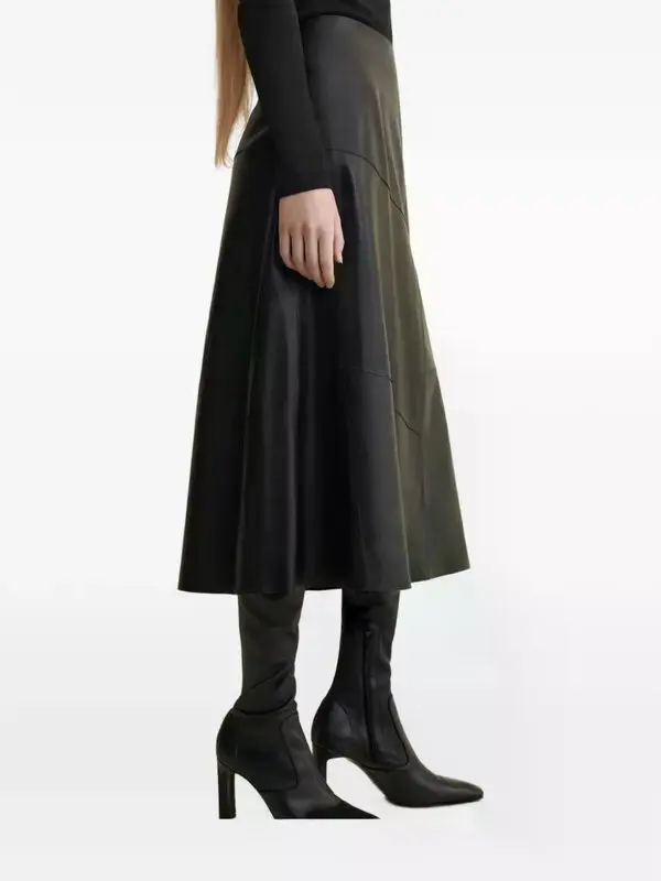 ARMA Vayenne Panelled Leather A-line Midi Skirt