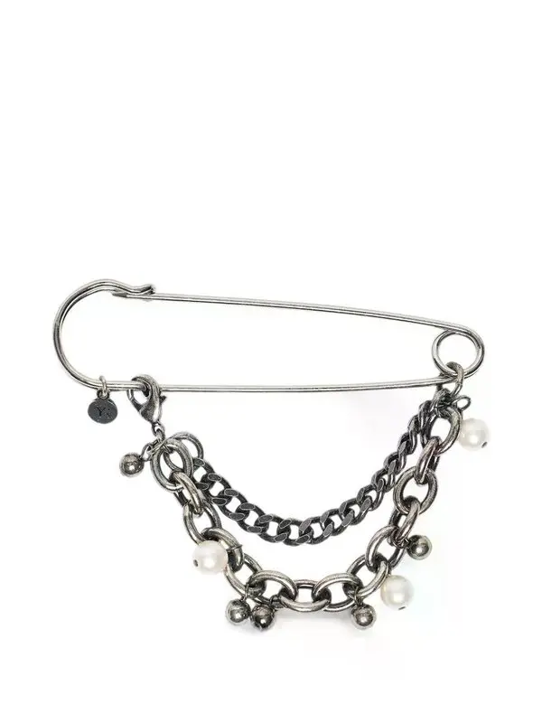 Y’s Pearl Chain Brooch - Silver