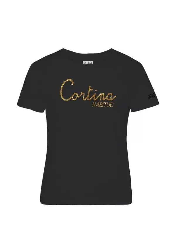 MC2 SAINT BARTH Glitter-effect Logo-print T-shirt