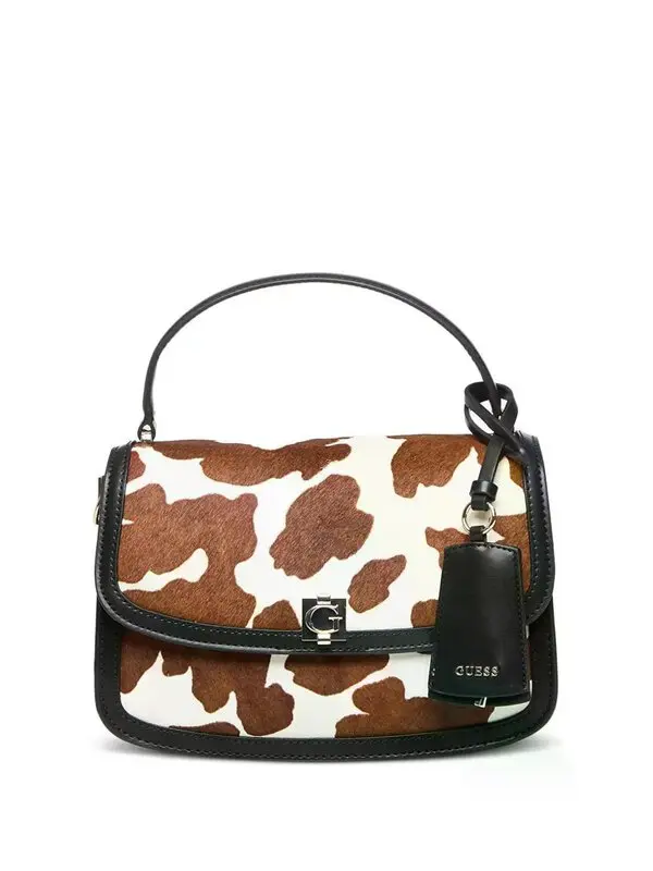 Guess Audrey Cow-print Logo-plaque Tote Bag - Brown