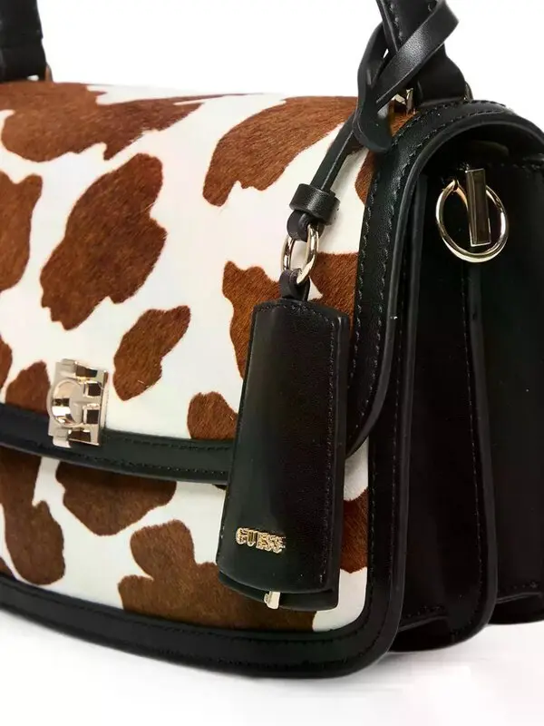 Guess Audrey Cow-print Logo-plaque Tote Bag - Brown
