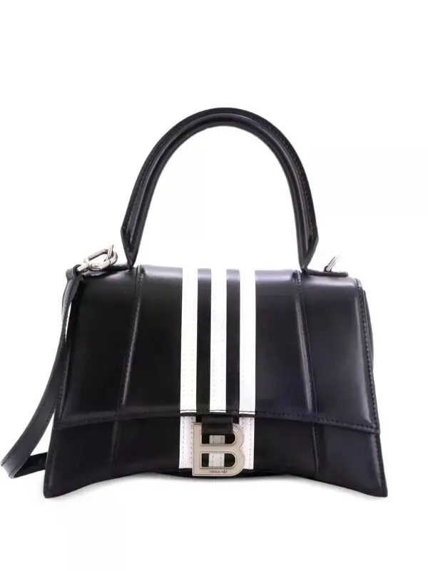 Balenciaga X Adidas Hourglass Top Handle Bag Leather Satchel - Black