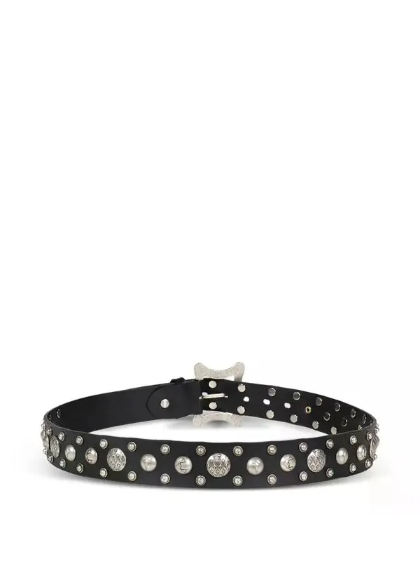 THUG CLUB Dragon Stud-embellished Leather Belt - Black