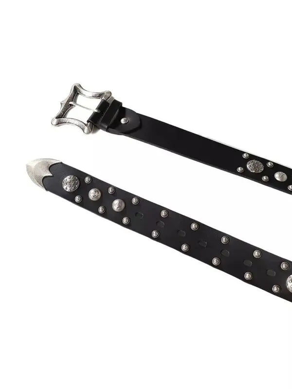THUG CLUB Dragon Stud-embellished Leather Belt - Black
