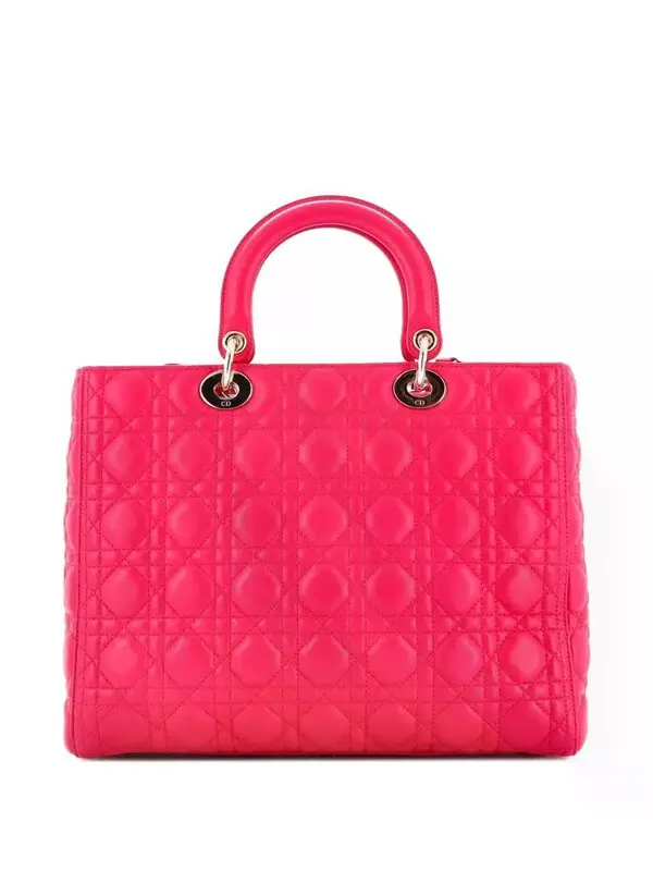 Dior Cannage Quilt Lambskin Large Tote Bag - Pink