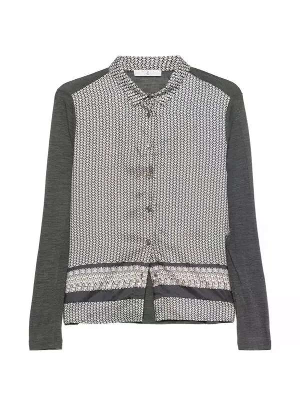 WHYCI MILANO Geometric-print Panelled Shirt - Grey