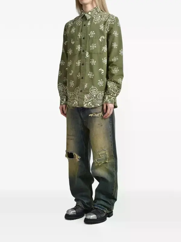 JUN/NAKAYAMA Paisley-print Raw-edge Shirt