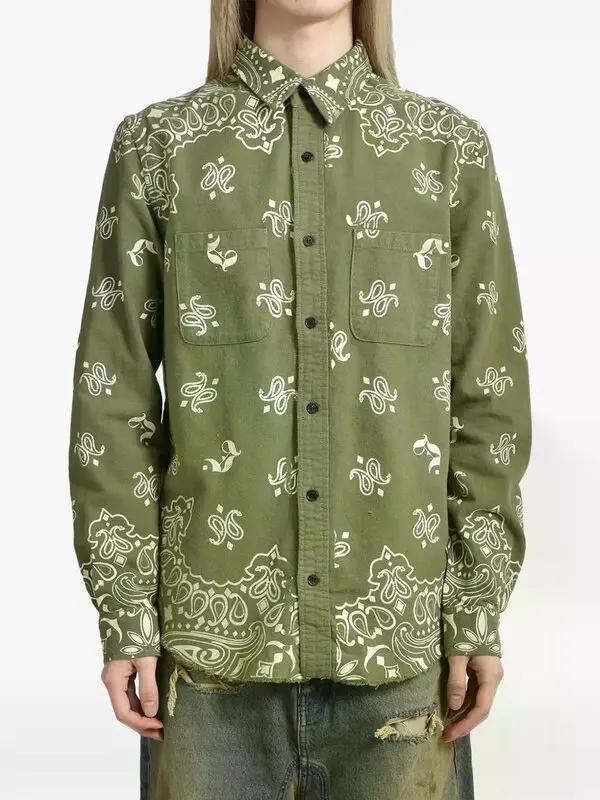 JUN/NAKAYAMA Paisley-print Raw-edge Shirt