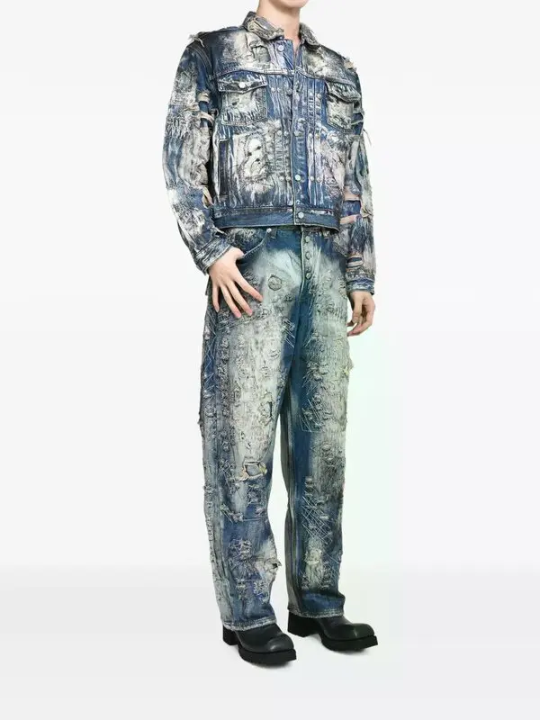 THUG CLUB Distressed Patchwork Jeans