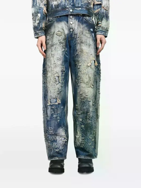 THUG CLUB Distressed Patchwork Jeans