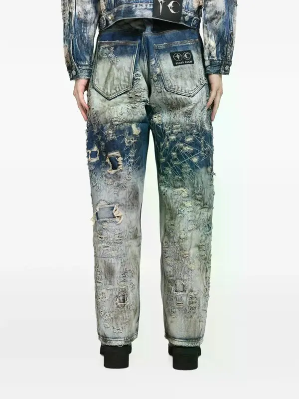 THUG CLUB Distressed Patchwork Jeans