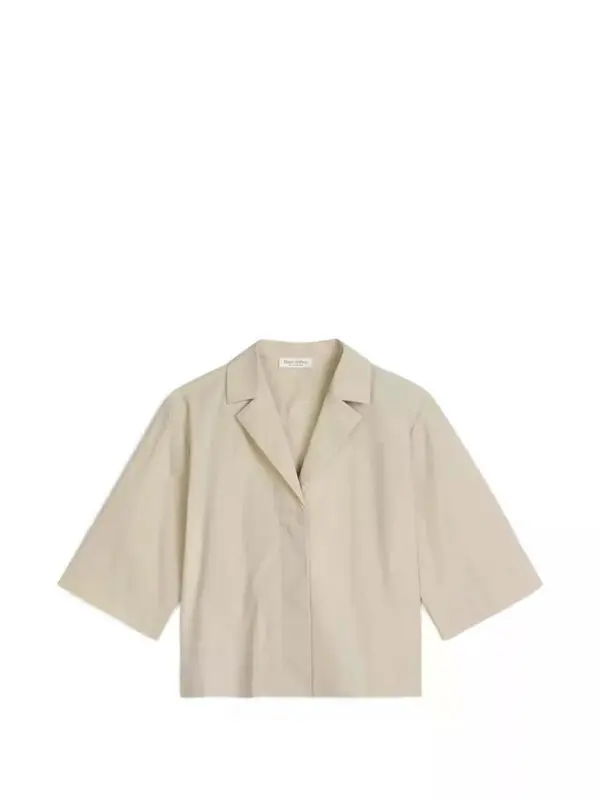 Marc O'polo Notched-lapel Short-sleeve Cropped Blouse