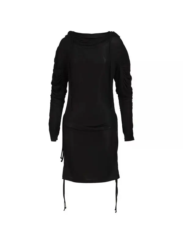 BASICKS Ruched Hooded Mini Dress