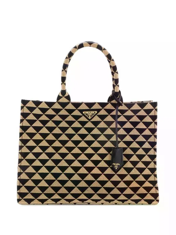 Prada Symbole Shopper Jacquard Large Tote Bag