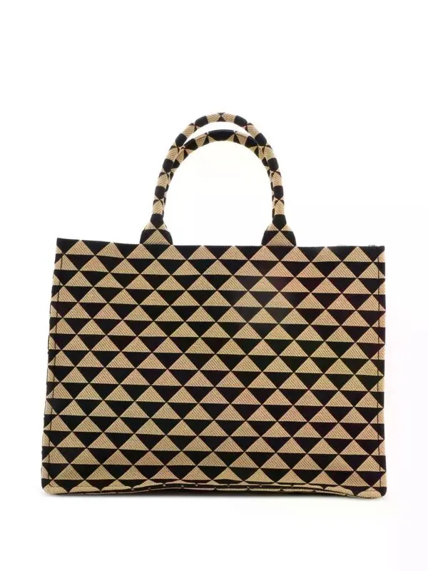 Prada Symbole Shopper Jacquard Large Tote Bag - Black