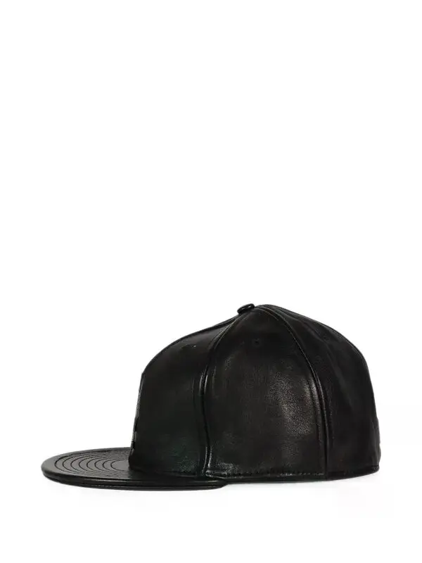 EARTHLING COLLECTIVE Brain Bucket Logo-plaque Leather Cap