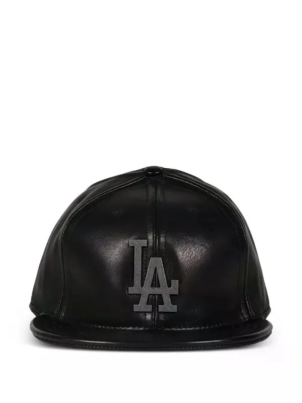 EARTHLING COLLECTIVE Brain Bucket Logo-plaque Leather Cap - Black