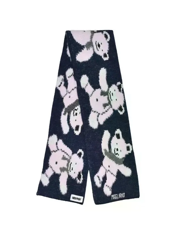 MAGLIANO Orsetti Jacquard-knit Bear-motif Scarf - Blue