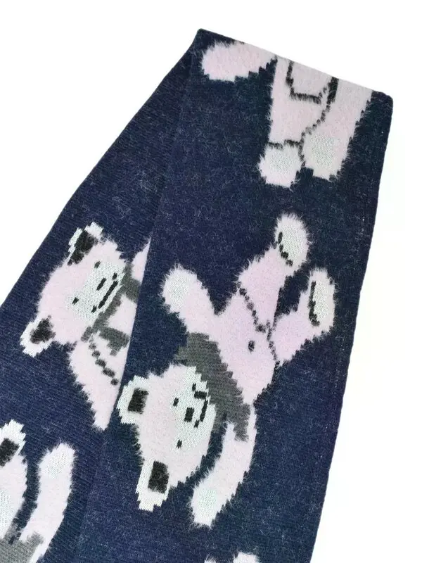 MAGLIANO Orsetti Jacquard-knit Bear-motif Scarf - Blue