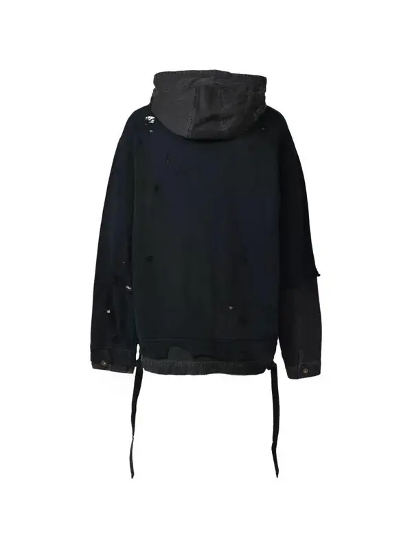 D HYGEN Distressed Denim-panel Hoodie