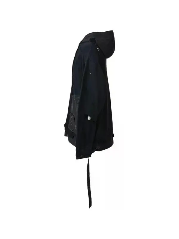 D HYGEN Distressed Denim-panel Hoodie