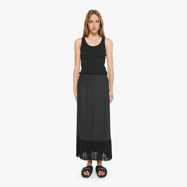 Natalie Martin Anita Fringe Midi Skirt - Black