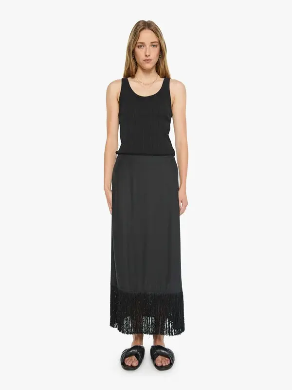 Natalie Martin Anita Fringe Midi Skirt - Black